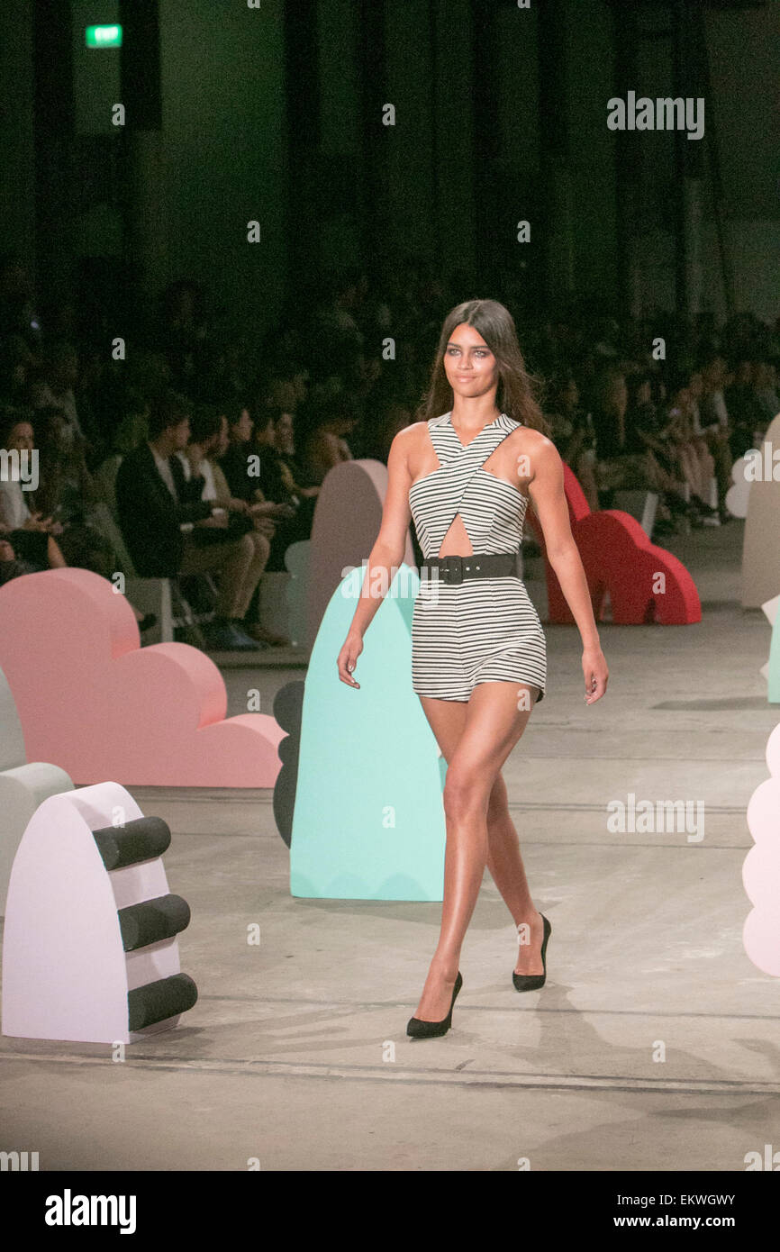 Sydney, Australia. 14th Apr, 2015. Model on the runway during Alice ...