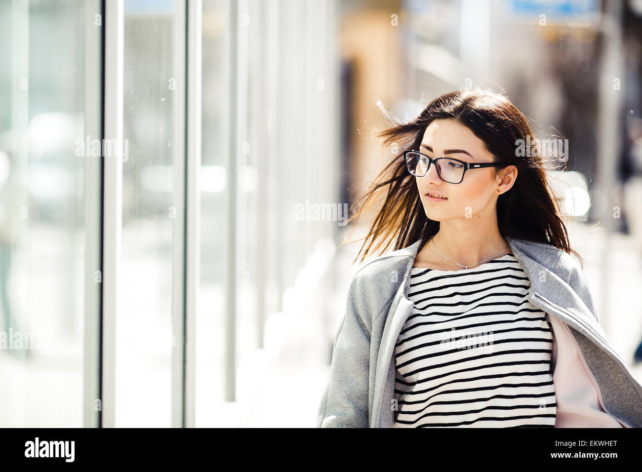 Beautiful fashion model with glasses shops Stock Photo - Alamy