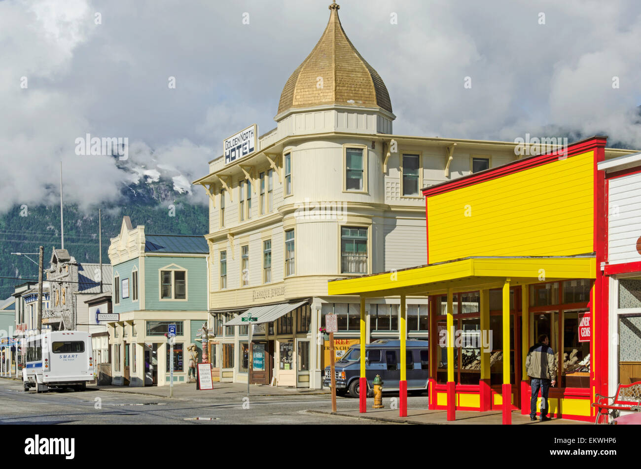 View of the downtown historic district and the Golden North Hotel in ...
