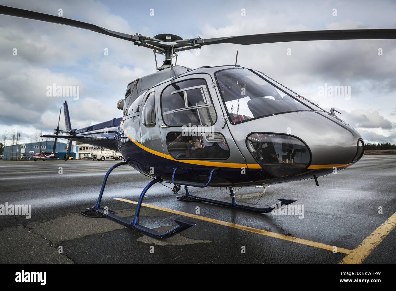 Eurocopter A-Star helicopter parked on the tarmack of the Yakutat ...