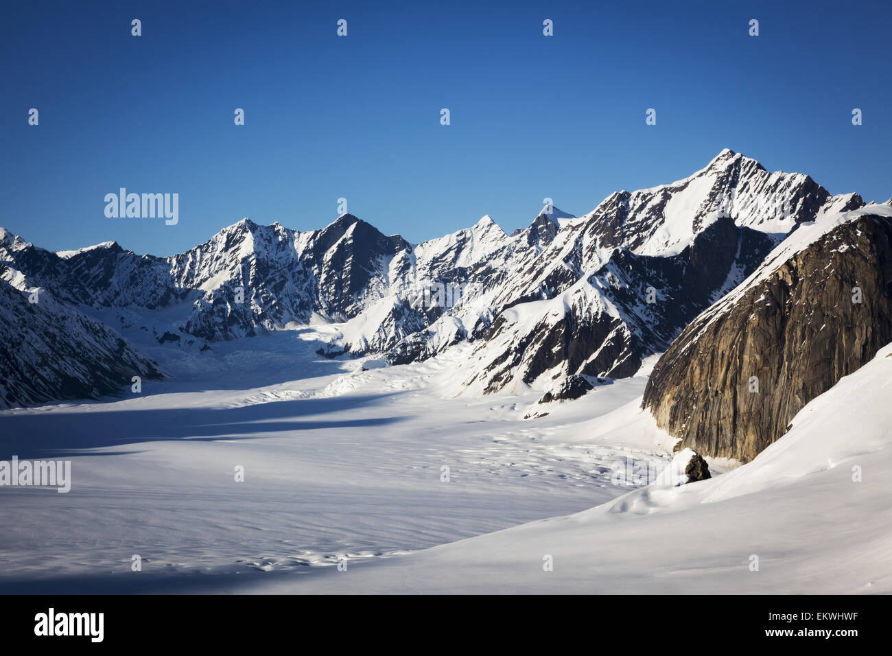Evening light in the Ruth Amphitheater in the Alaska Range, Interior ...