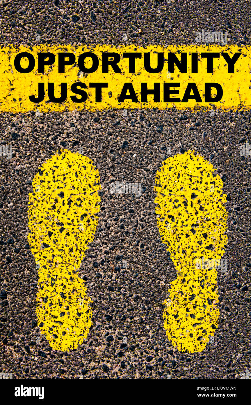 Opportunity Just Ahead message. Conceptual image with yellow paint ...