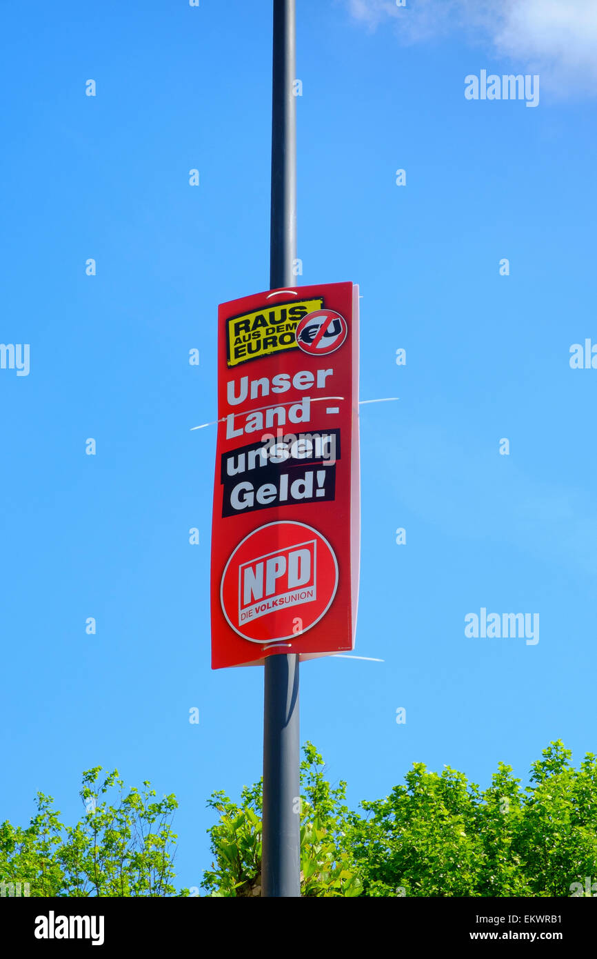 general election posters germany lamp post pole Stock Photo - Alamy
