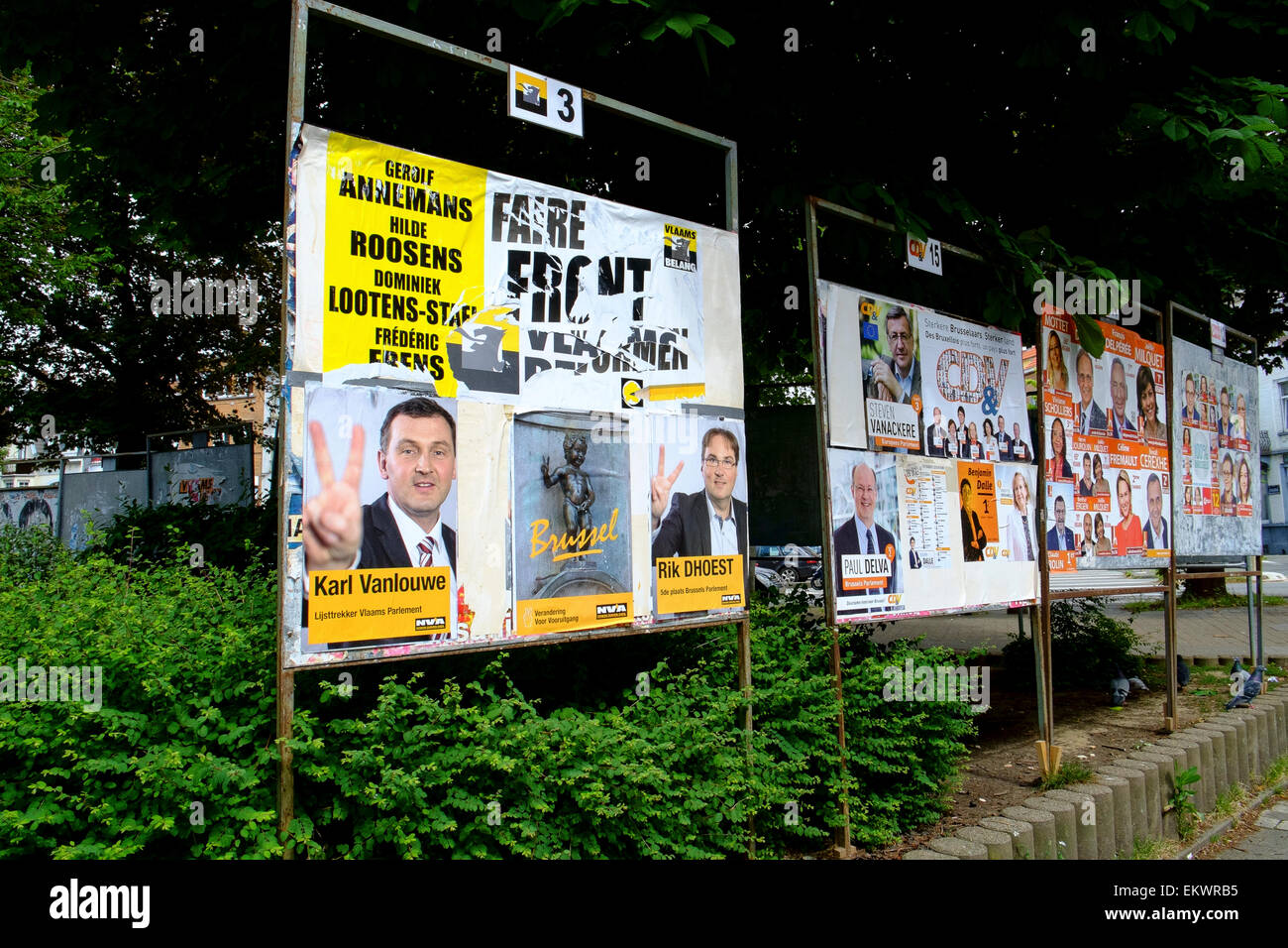general local election posters belgium billboard Stock Photo - Alamy