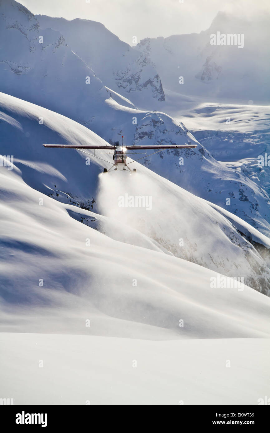 View of a Super Cub air taxi at Tanaina Glacier in the Neacola ...