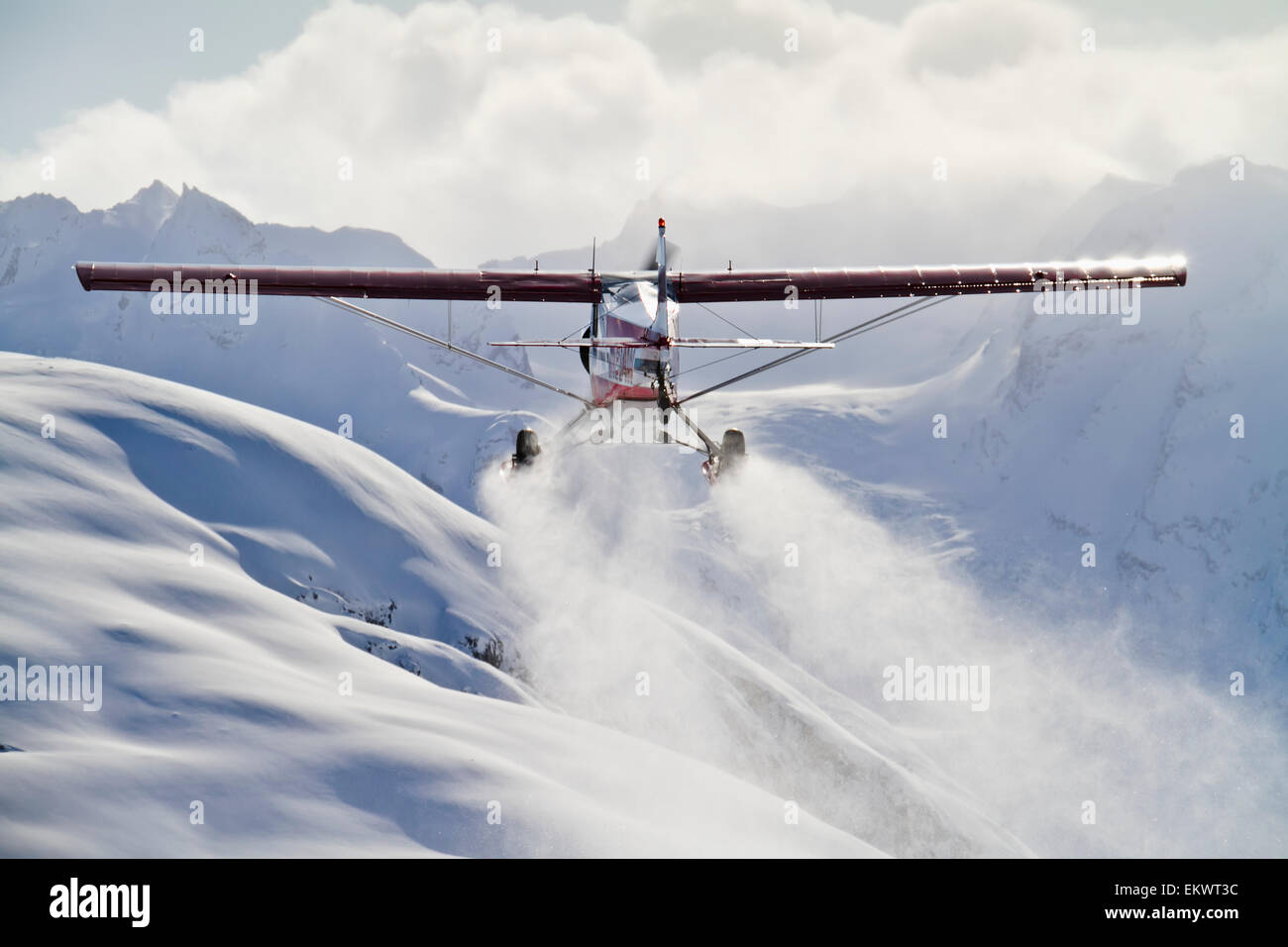 View of a Super Cub air taxi at Tanaina Glacier in the Neacola ...