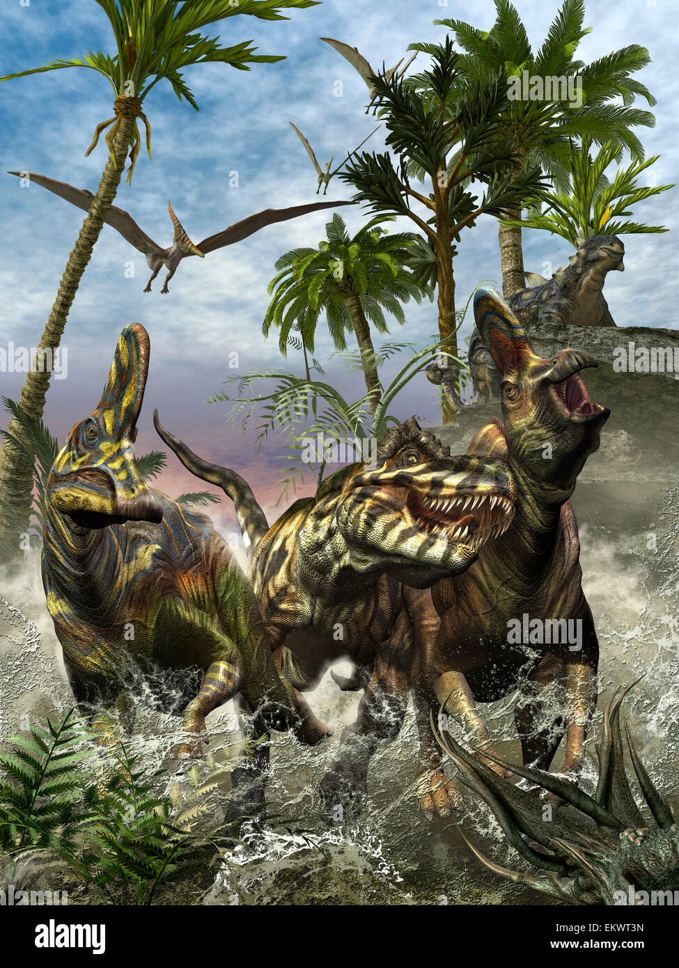 Tyrannosaurus rex dinosaurs fighting hi-res stock photography and ...