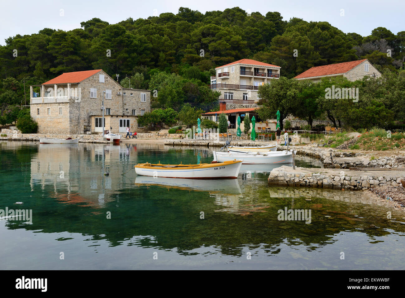 Pomena harbour on Mljet Island on Dalmatian Coast of Croatia Stock ...