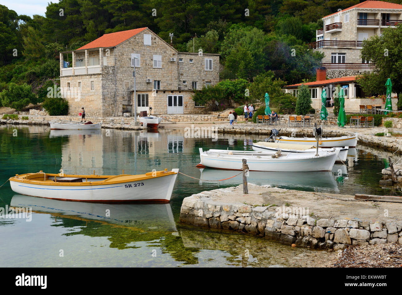 Pomena harbour on Mljet Island on Dalmatian Coast of Croatia Stock ...