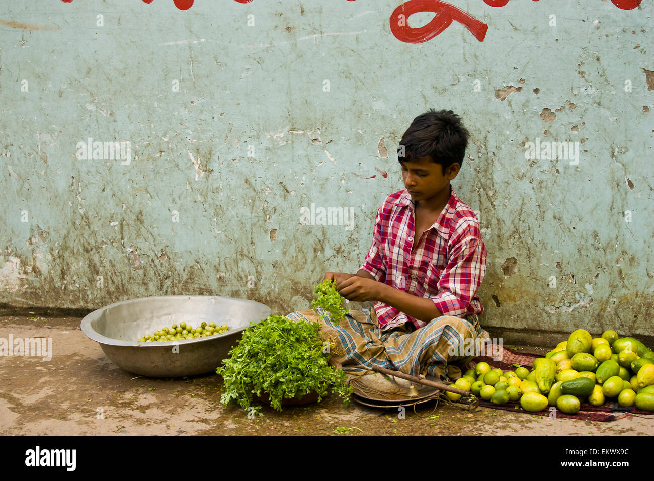 Young Boy With Fresh Produce; Dhaka, Bangladesh Stock Photo - Alamy