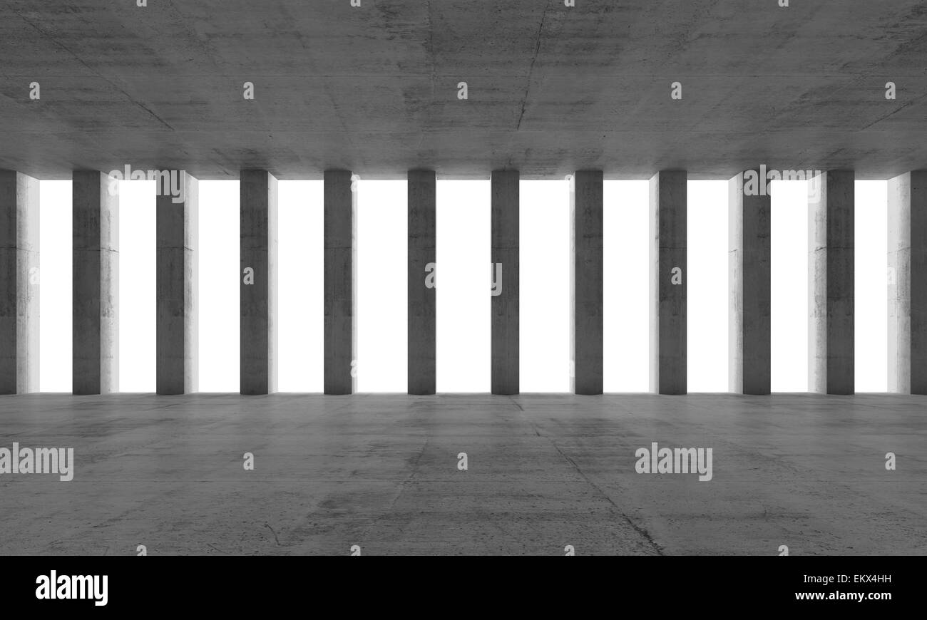 Abstract architecture background, empty interior with concrete columns ...