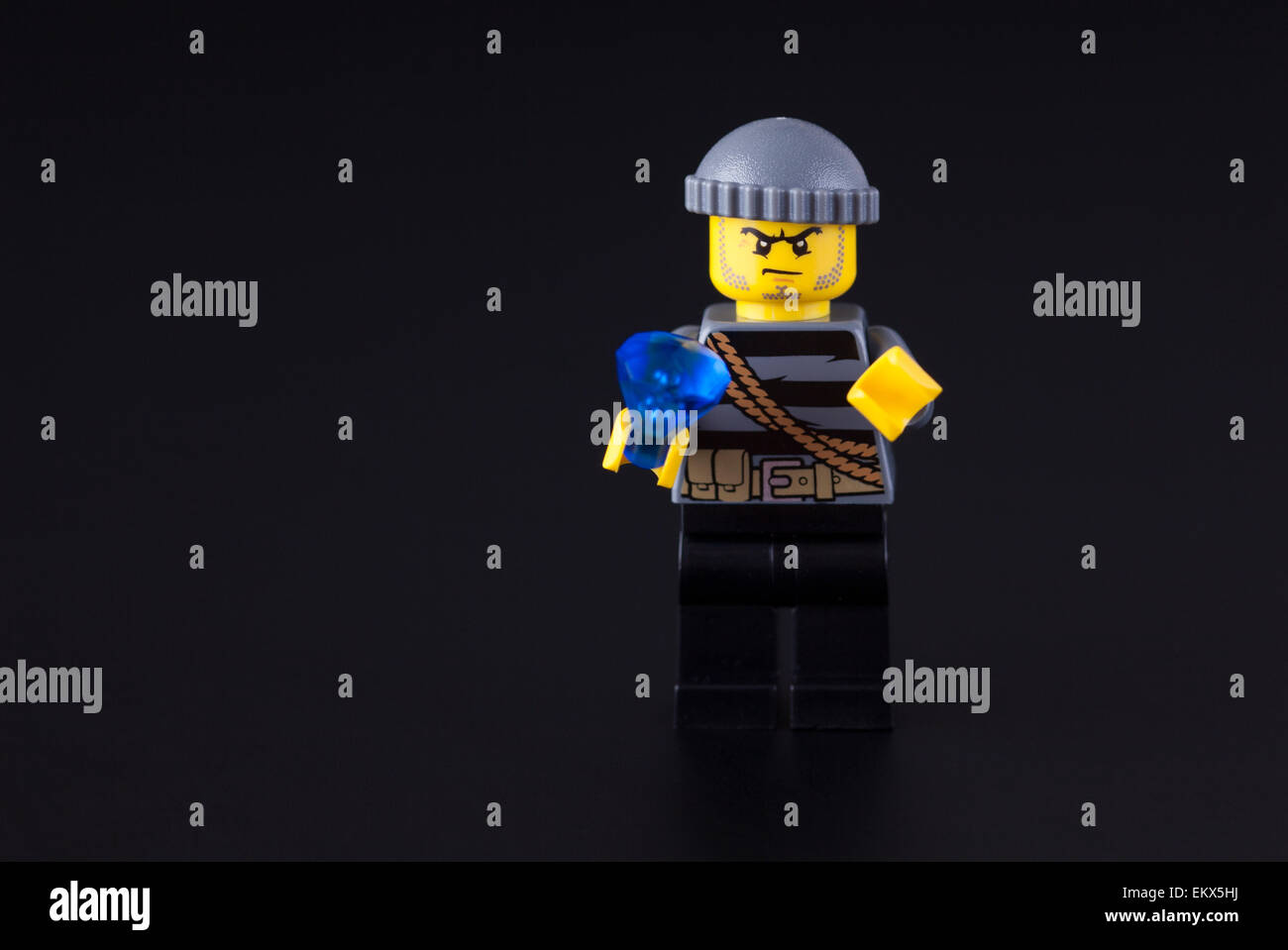 Tambov, Russian Federation - August 27, 2014 LEGO robber minifigure ...