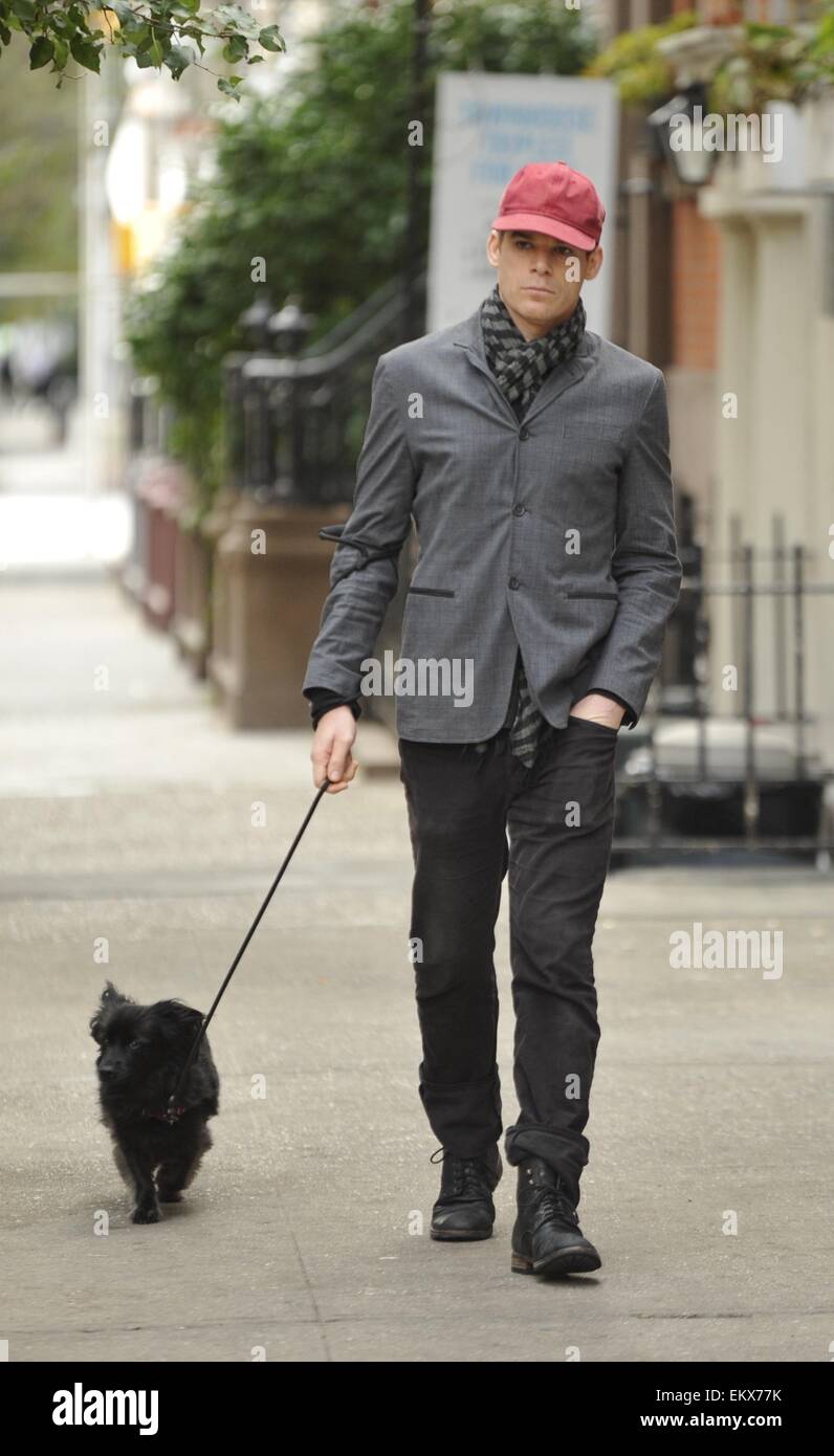 Michael C Hall walking his dog in Soho Featuring: Michael C Hall Where ...