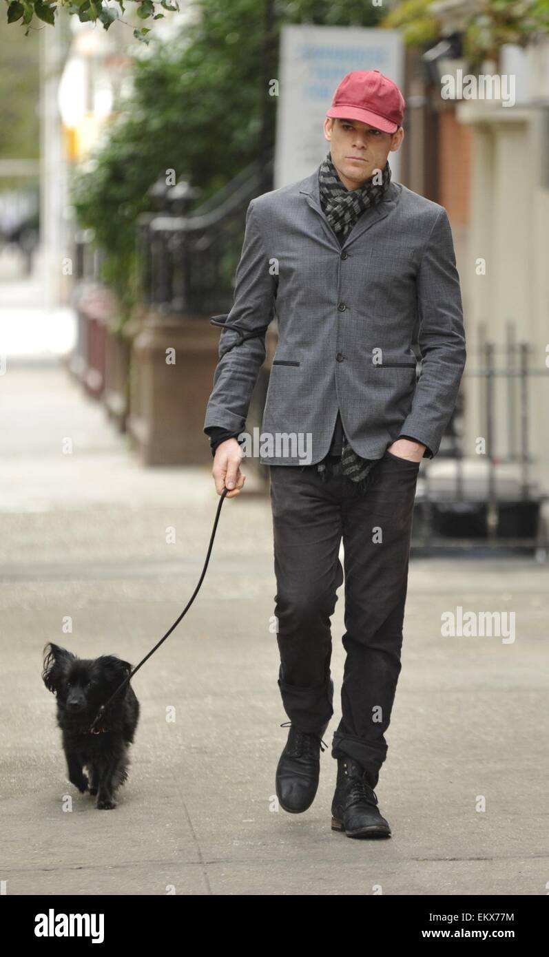 Michael C Hall walking his dog in Soho Featuring: Michael C Hall Where ...