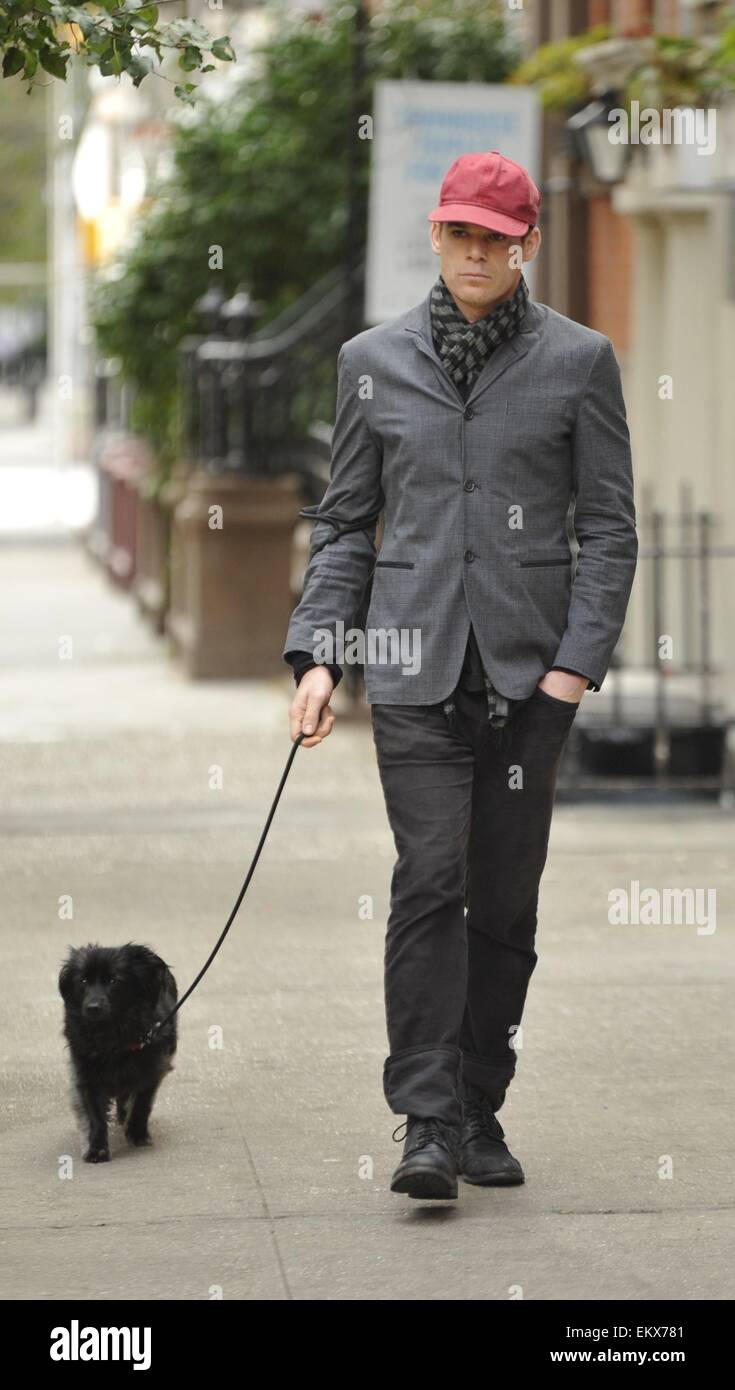 Michael C Hall walking his dog in Soho Featuring: Michael C Hall Where ...
