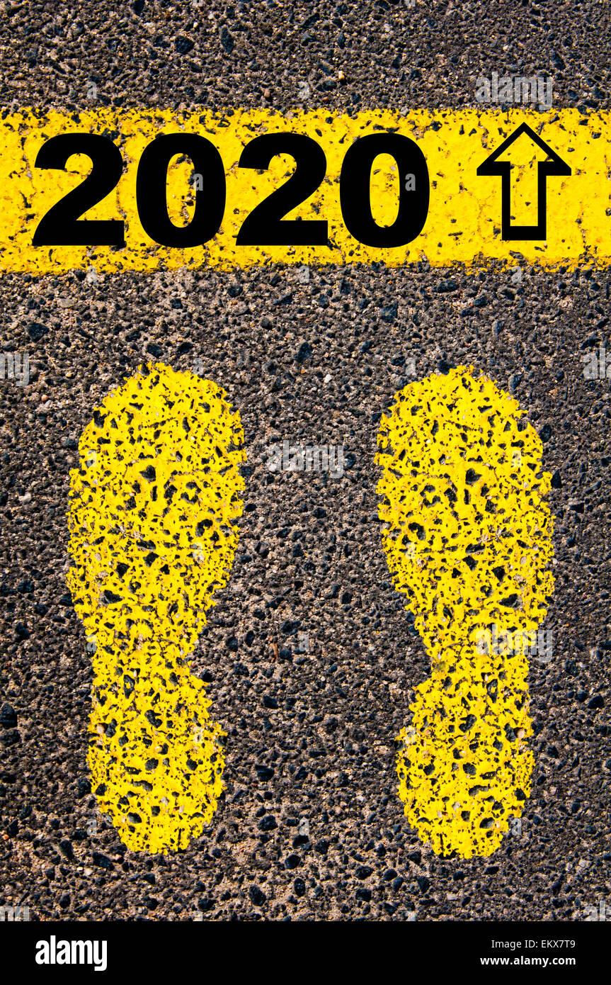 Year 2020 is coming message, arrow pointing forward. Conceptual image ...