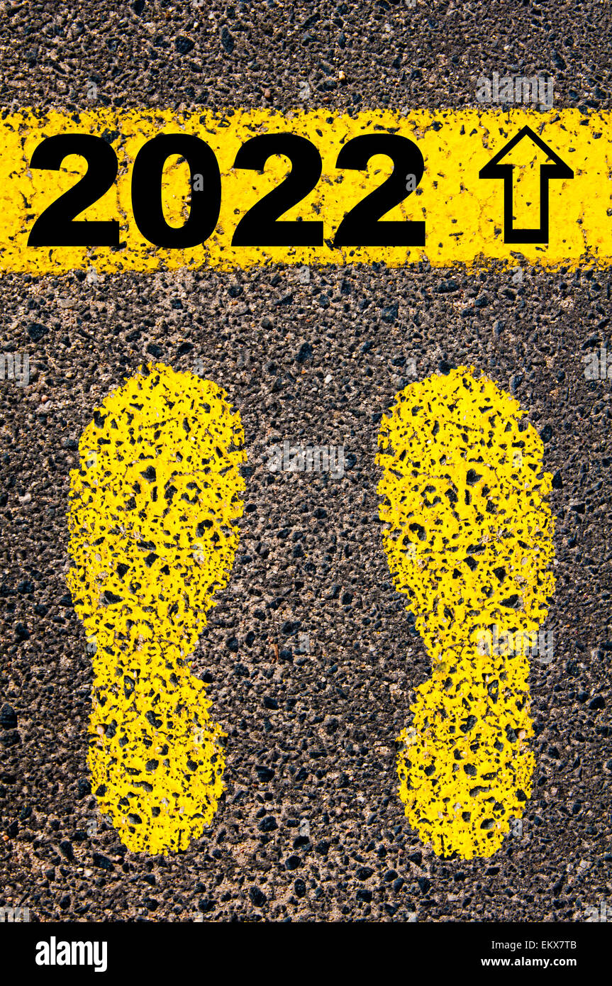 Year 2022 is coming message, arrow pointing forward. Conceptual image ...