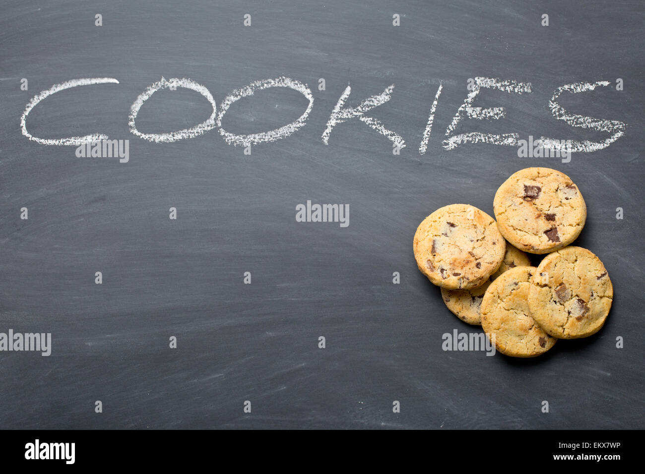the chocolate cookies on chalkboard Stock Photo - Alamy