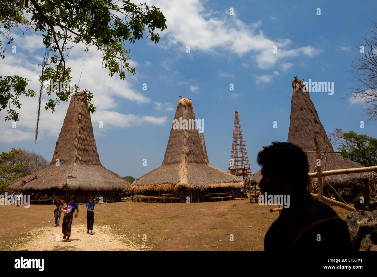 Local people at traditional village of Ratenggaro, Sumba, Indonesia ...