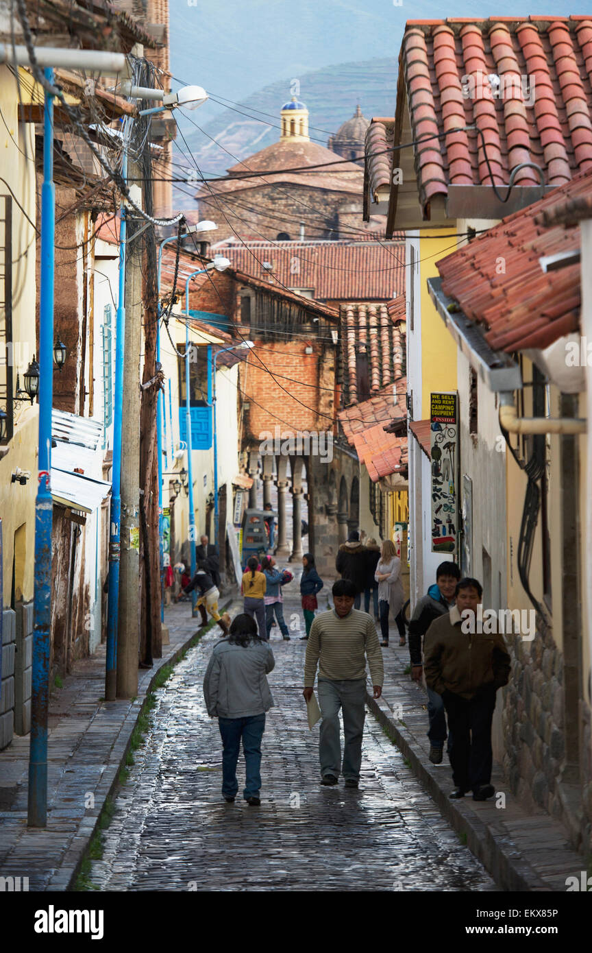 People Walking In The Street; Cusco Peru Stock Photo - Alamy