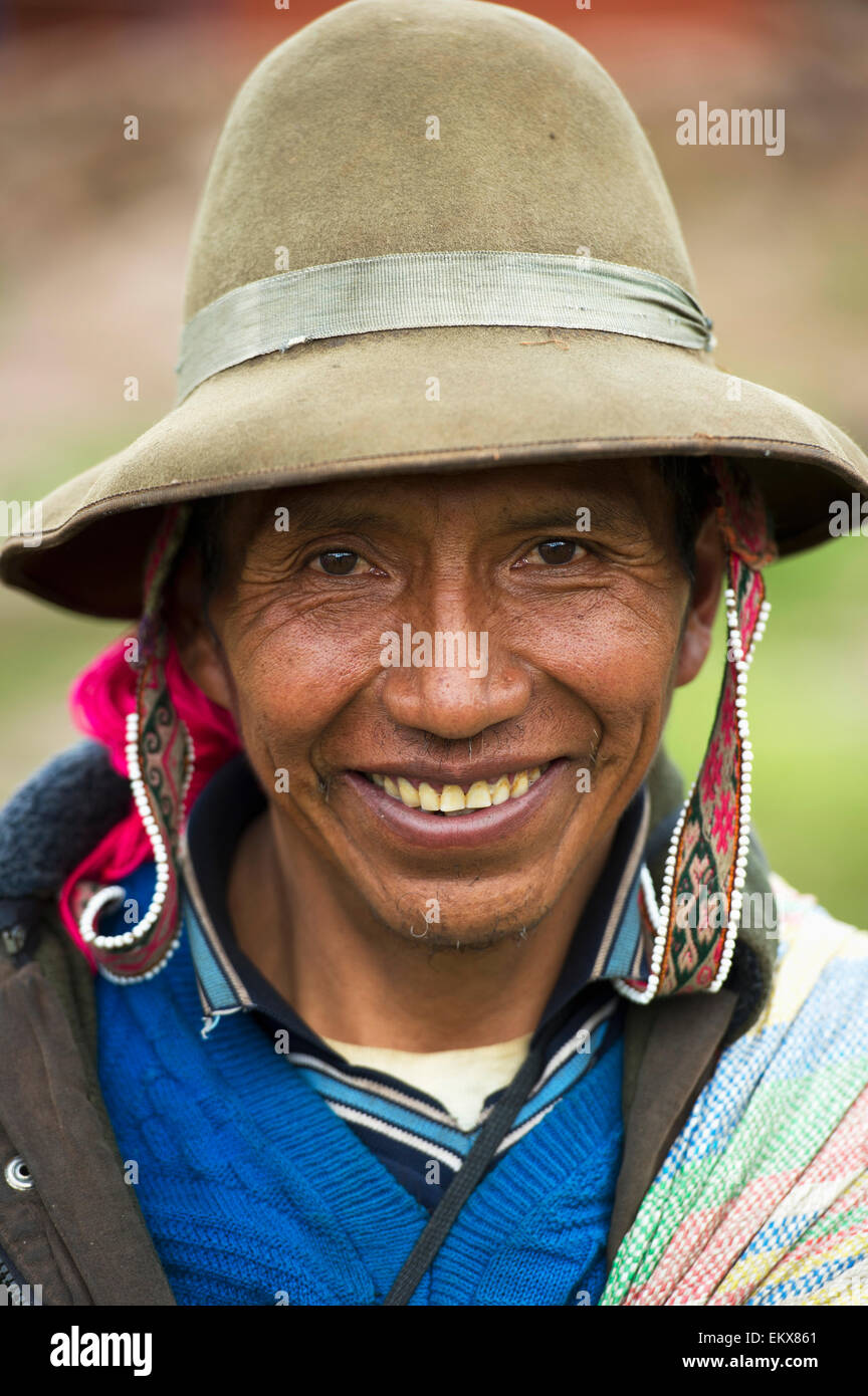 Portrait Of A Man Wearing A Hat; Peru Stock Photo - Alamy