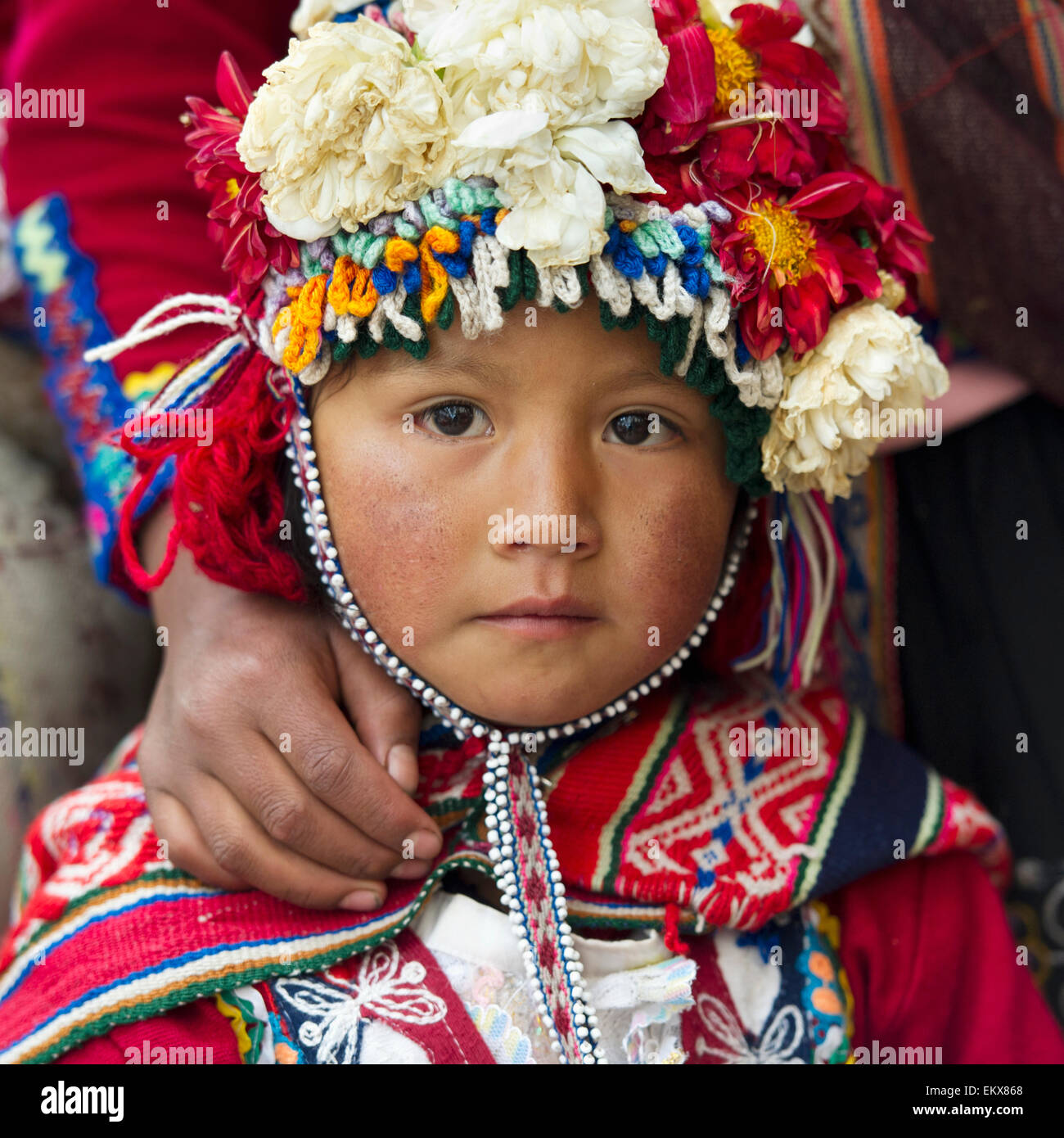 Portrait Of A Young Girl In An Ornate Hat; Cusco Peru Stock Photo - Alamy