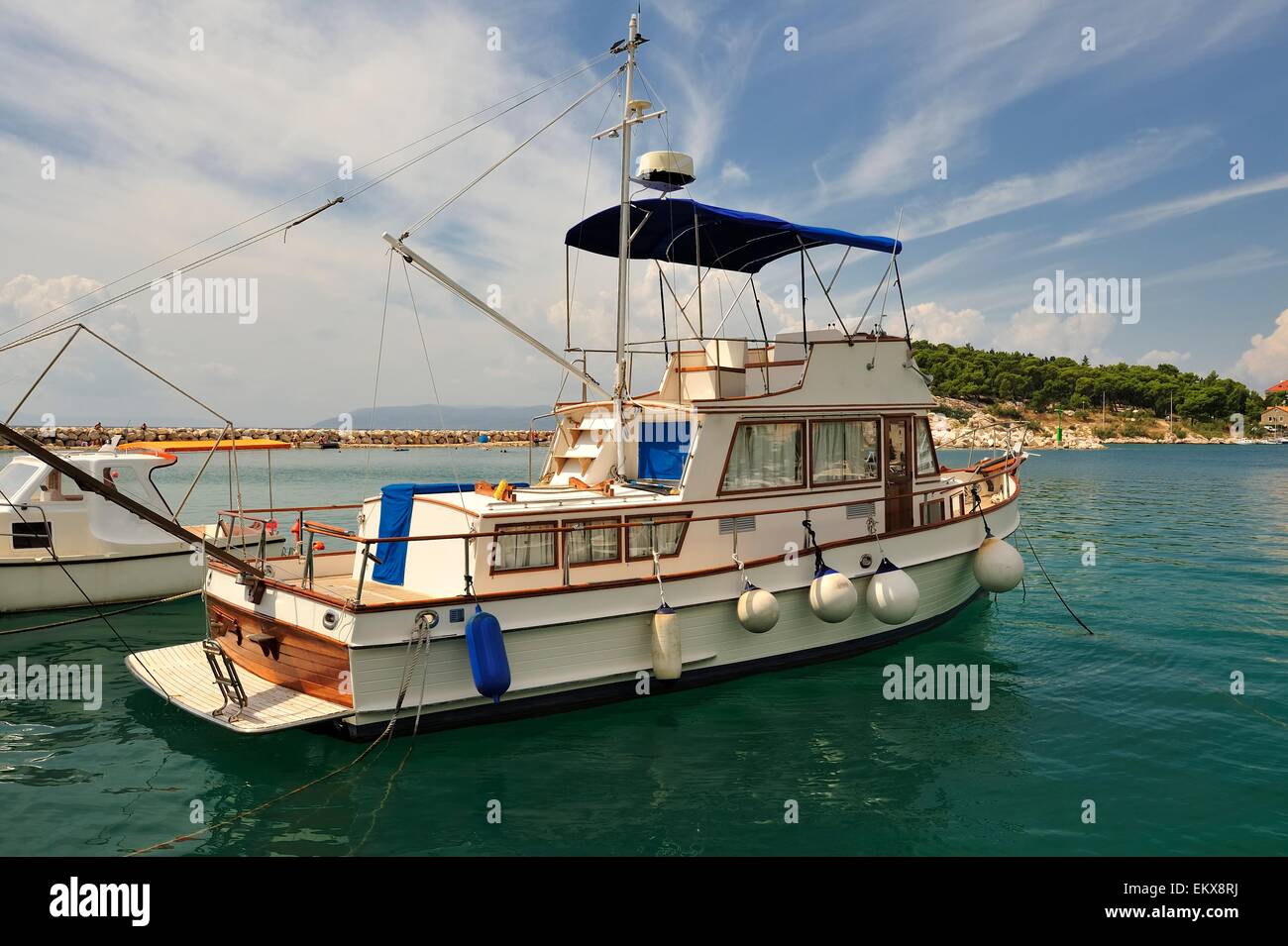 Harbour with boat Stock Photo - Alamy