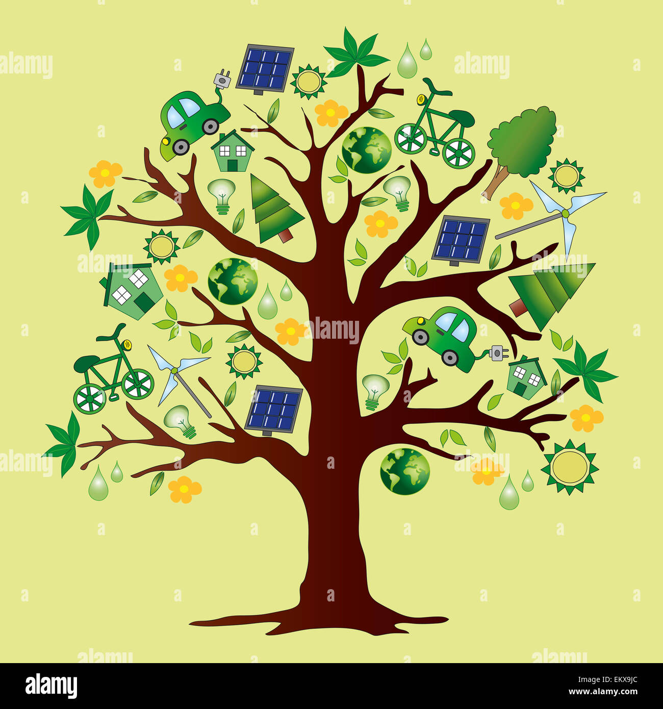 illustration with green ecology tree Stock Photo - Alamy
