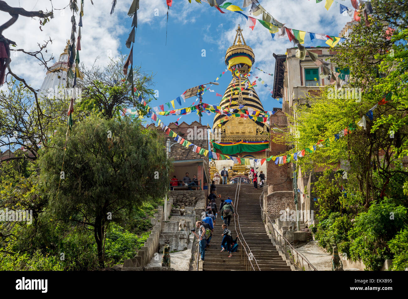 General view of Swayambhunath Monkey temple in Kathmandu, Nepal ...