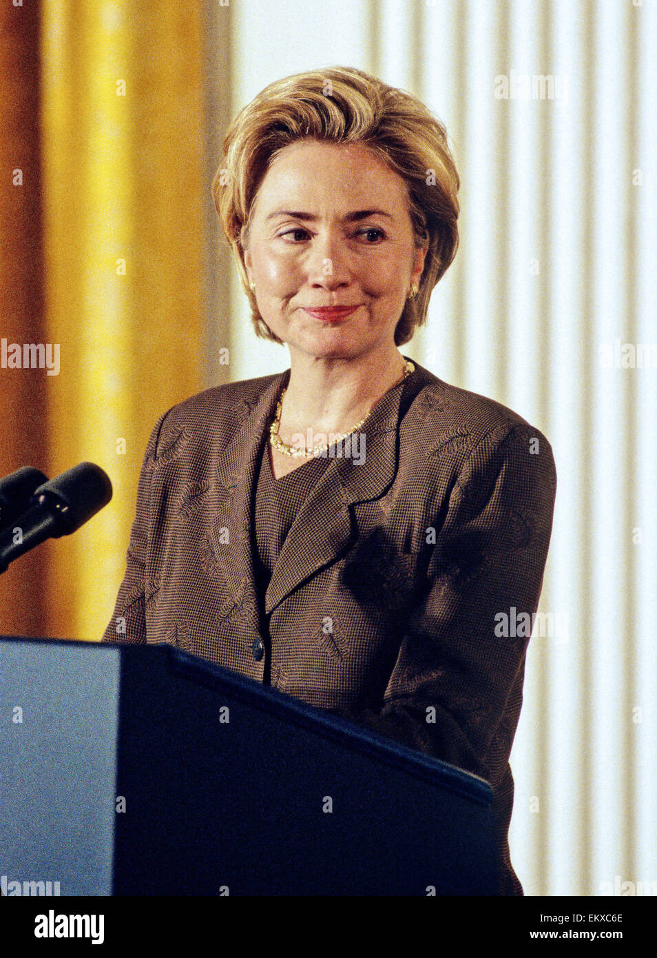 An archive picture, dated 24 November 1998, shows first lady Hillary ...