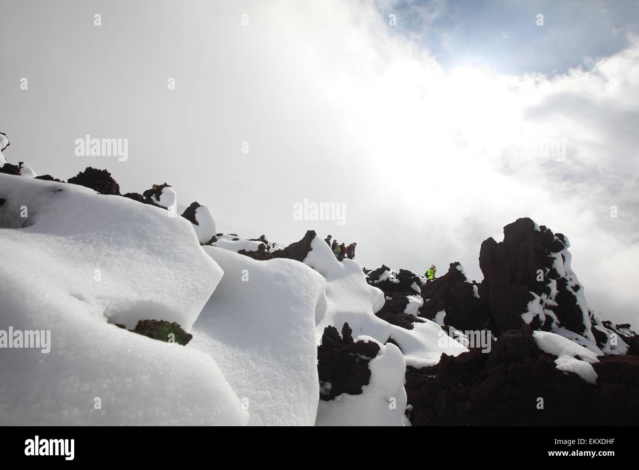 Volcano snow Mount Etna is an active stratovolcano on the east coast of ...