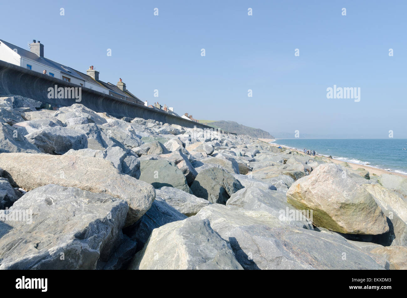 Large boulders used as sea defence in the South Hams village of ...