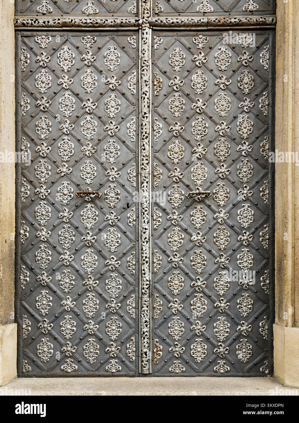 iron door with the handle, old metal Church doors Stock Photo - Alamy