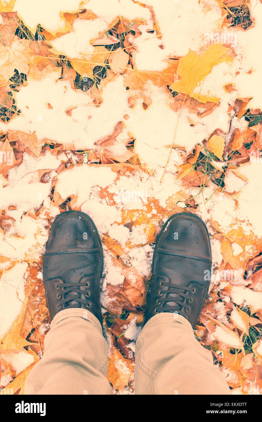 Feet shoes walking in nature Stock Photo - Alamy