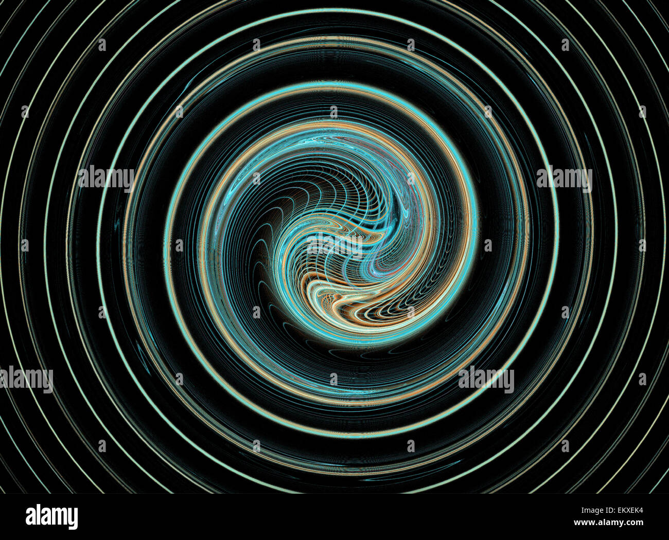 Endless azure fractal spiral woven from thin strings based on the dark ...