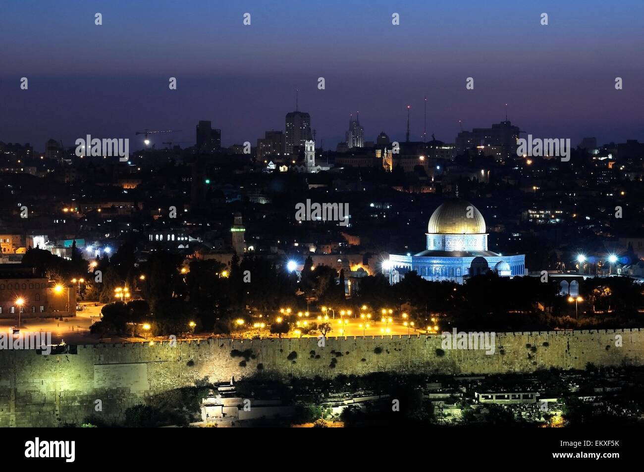Jerusalem Illuminated At Night; Jerusalem, Israel Stock Photo - Alamy