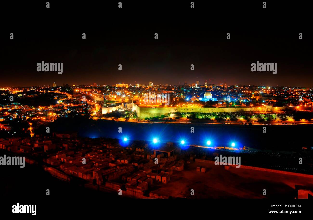 The City Of Jerusalem At Night; Jerusalem, Israel Stock Photo - Alamy