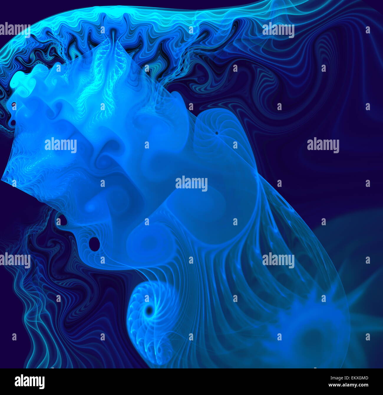 Fantastic fractal as an abstract spray and spray reminiscent of blue ...