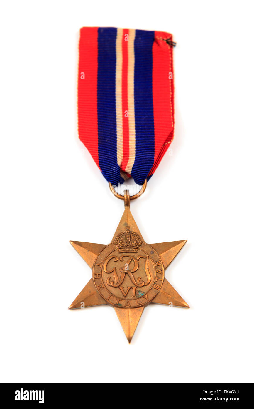 Italy Star military medal from second world war cut out on white Stock ...