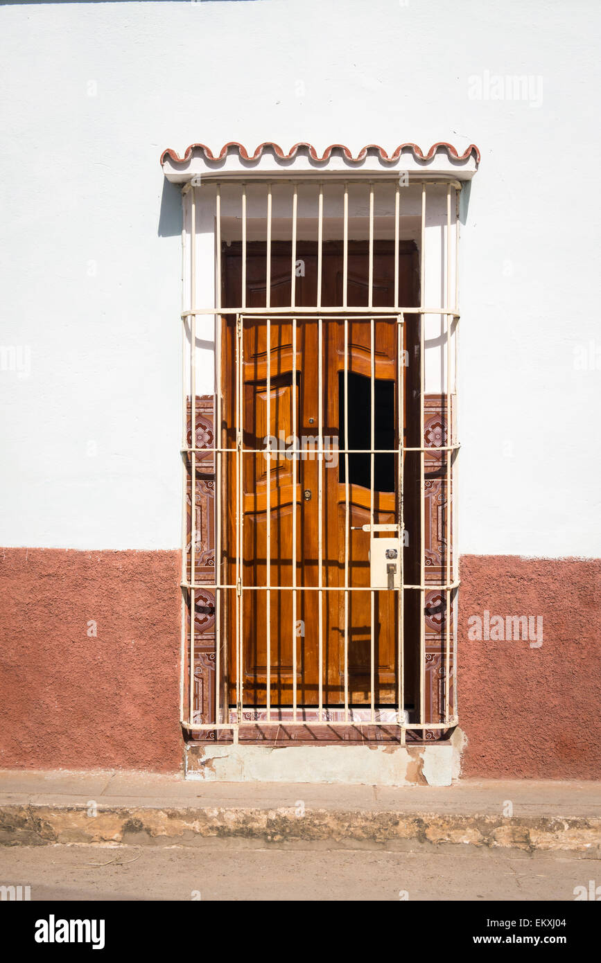 Cuba Trinidad typical wooden door doorway & metal decorative grill ...