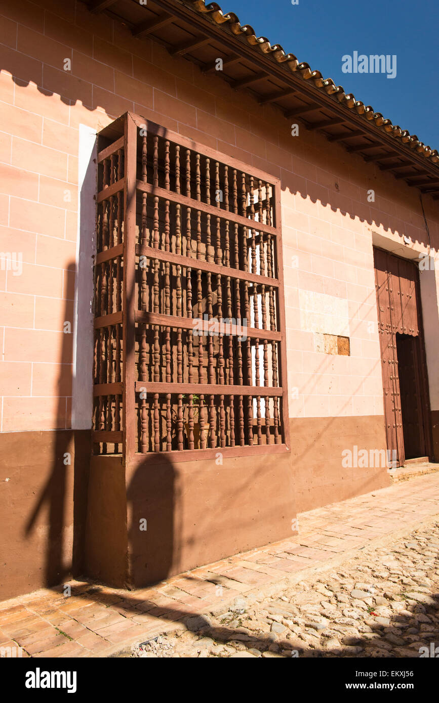 Cuba Trinidad typical street scene Cuban house home with shutters ...