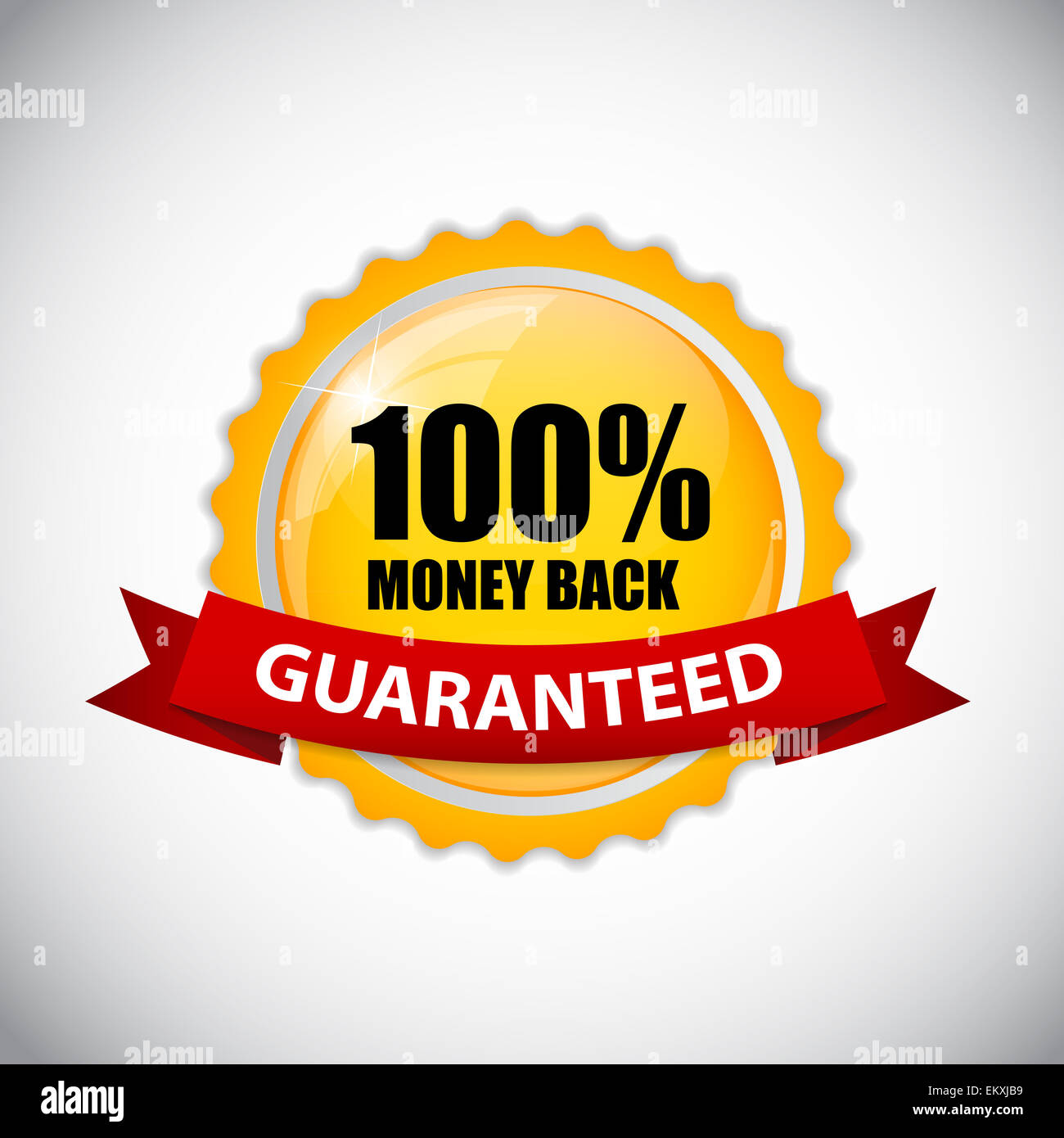 100% Money Back Golden Label Vector Illustration Stock Photo - Alamy