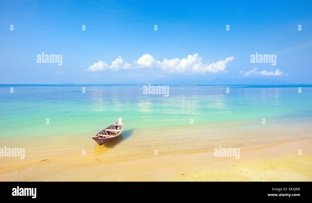 boat and beautiful blue ocean Stock Photo - Alamy