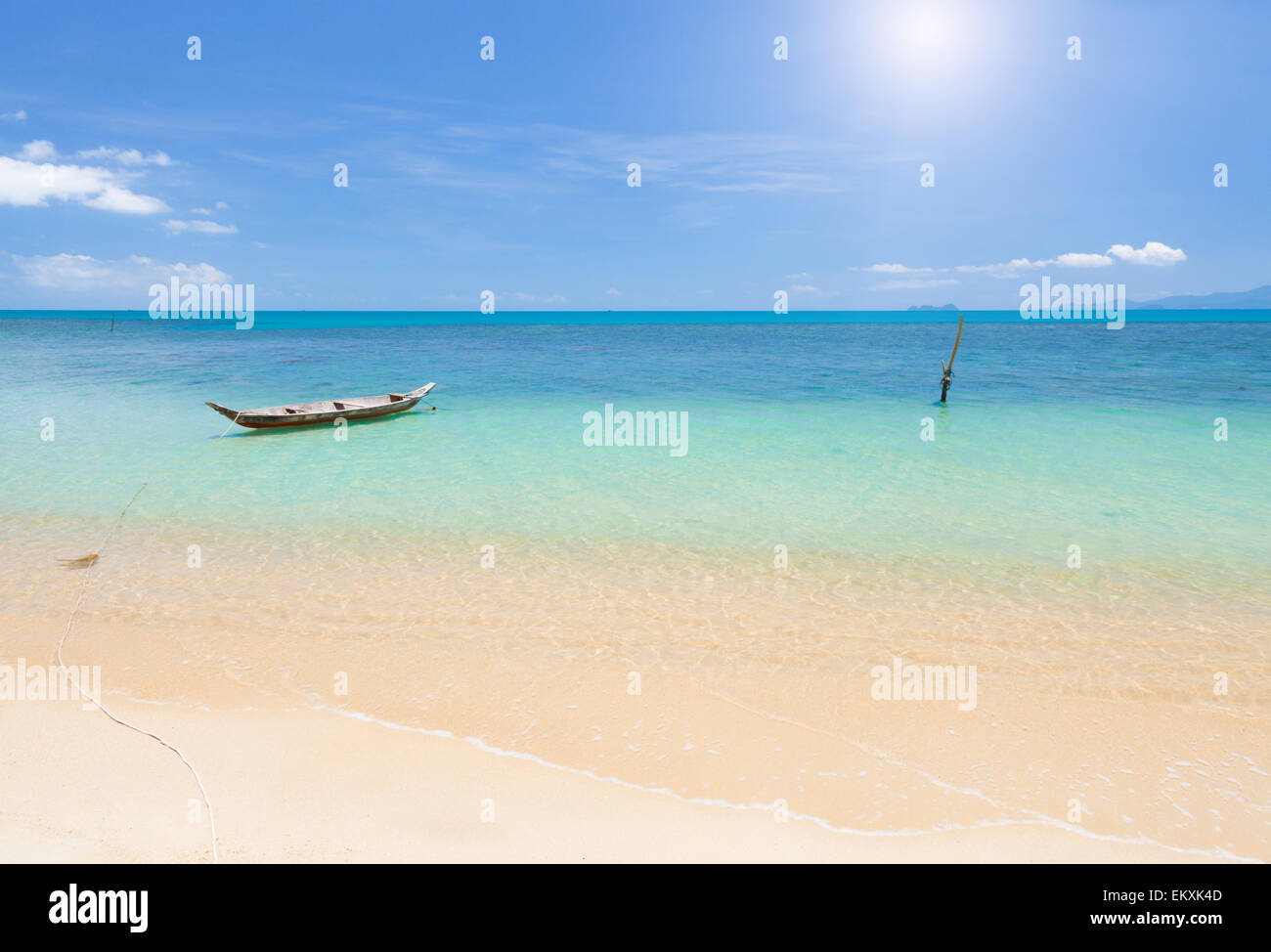 boat and beautiful blue ocean Stock Photo - Alamy