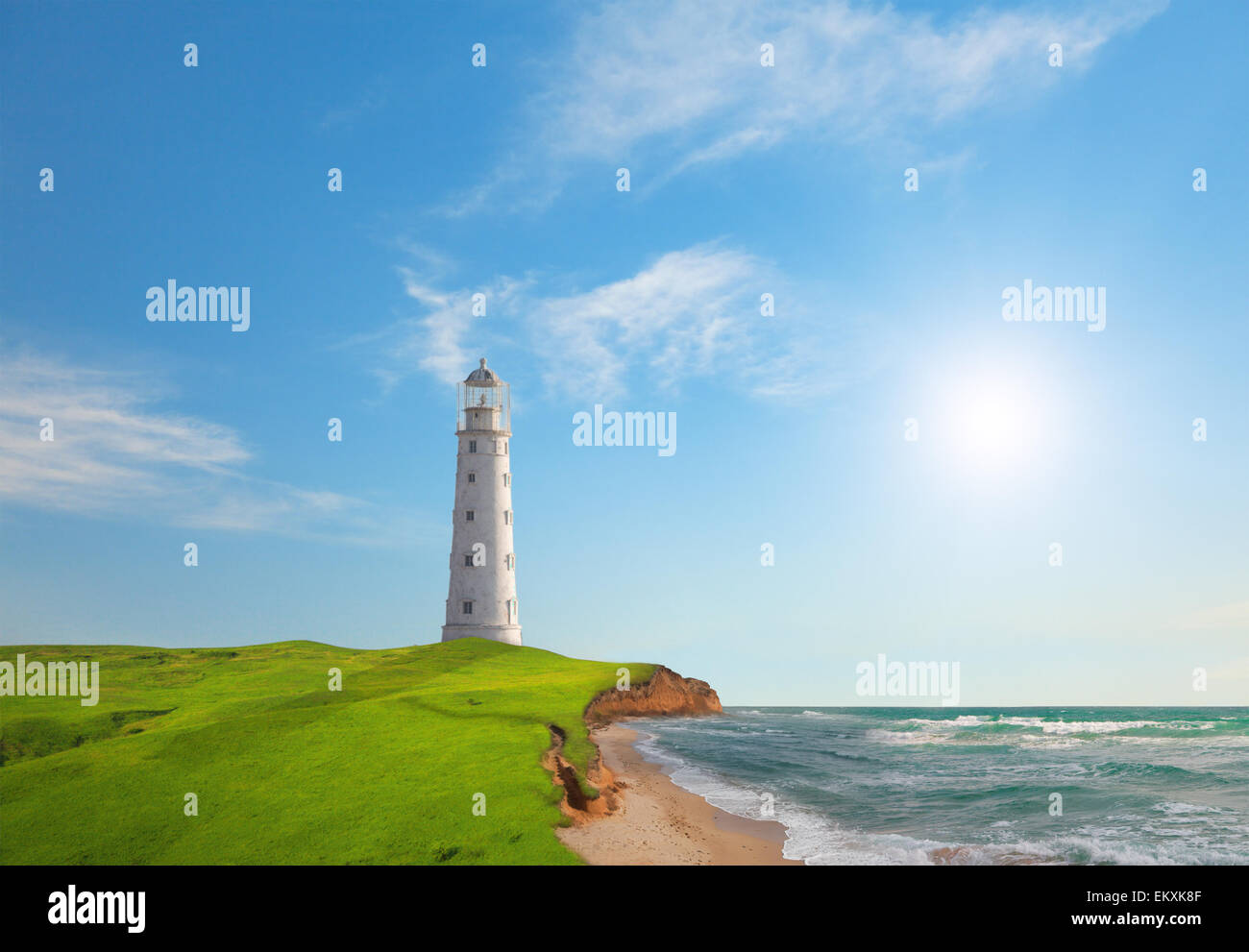Old lighthouse on sea coast Stock Photo - Alamy