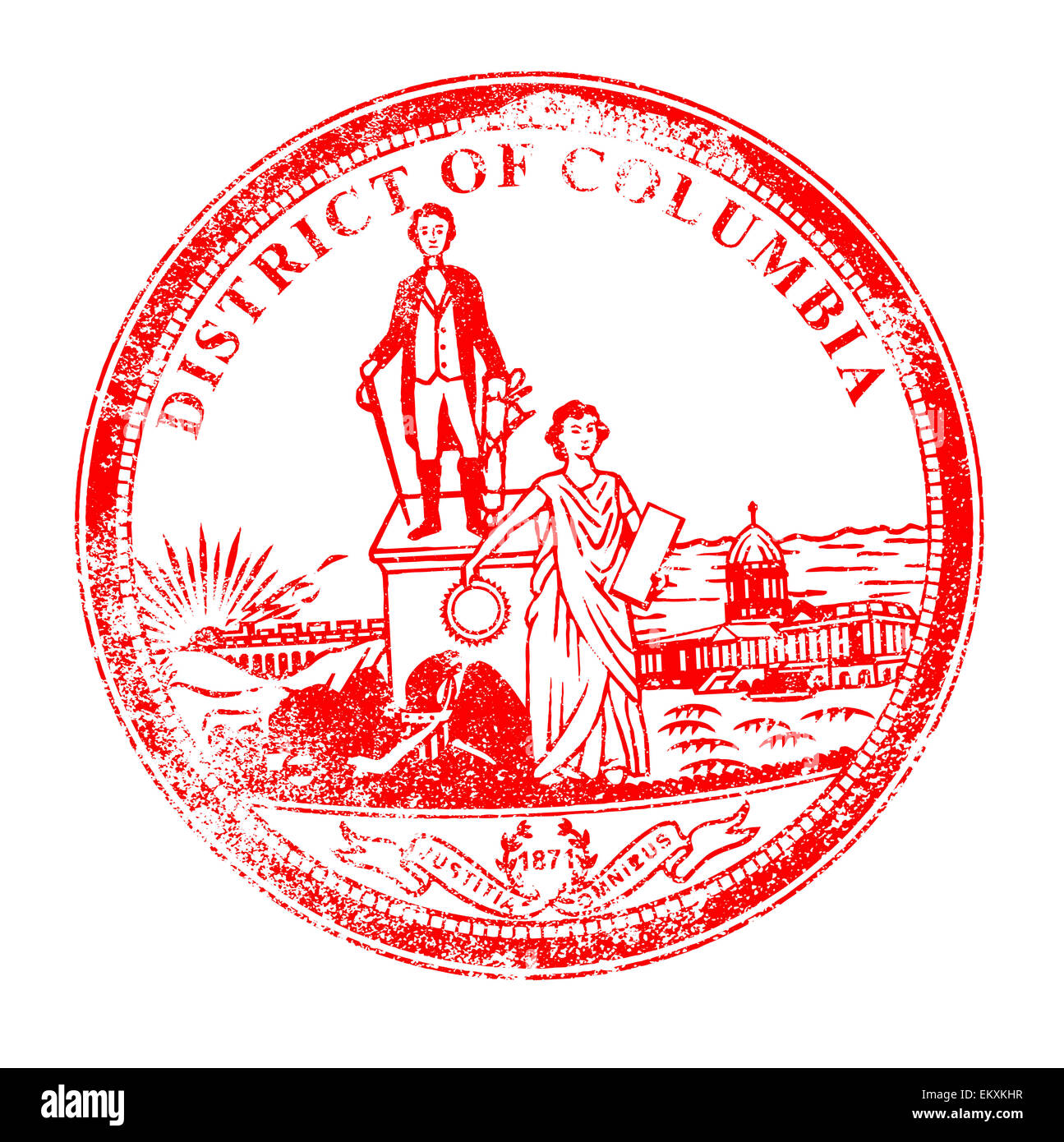 The State Seal of Washington DC rubber stamp on a white background ...