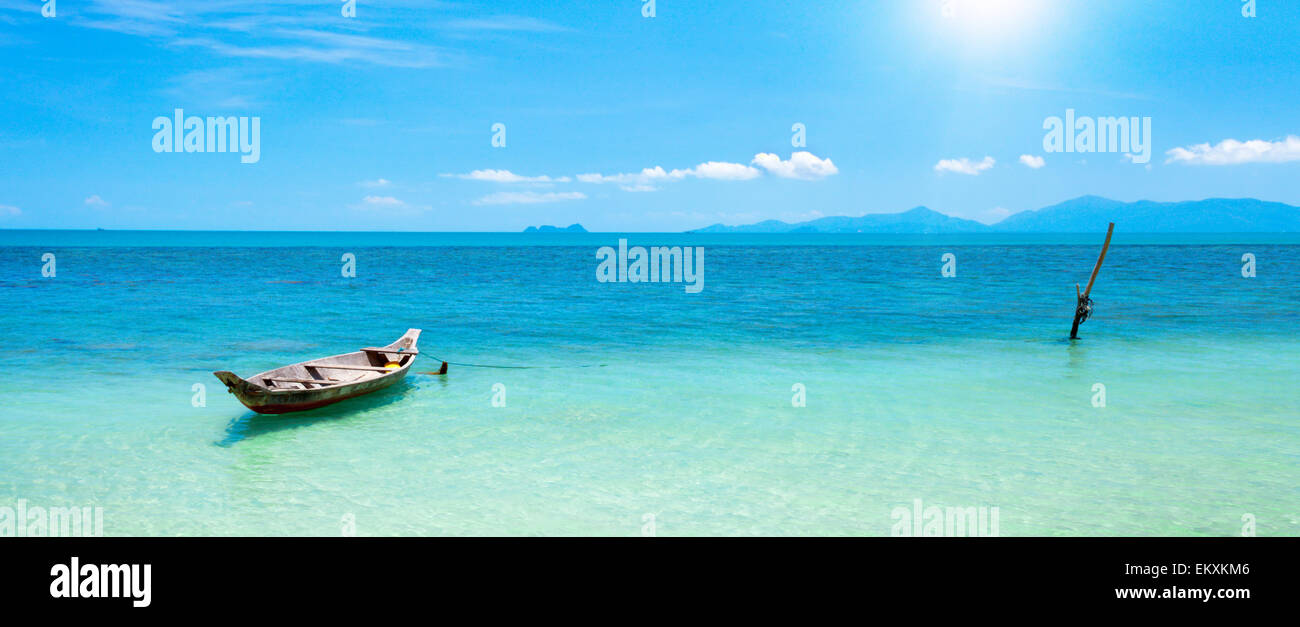 boat and beautiful blue ocean Stock Photo - Alamy