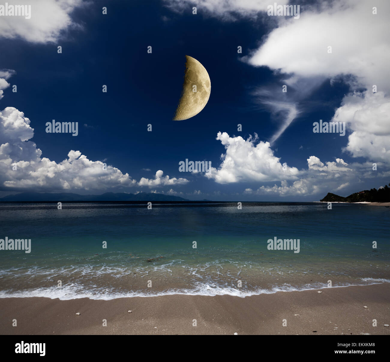 beach and moon Stock Photo - Alamy