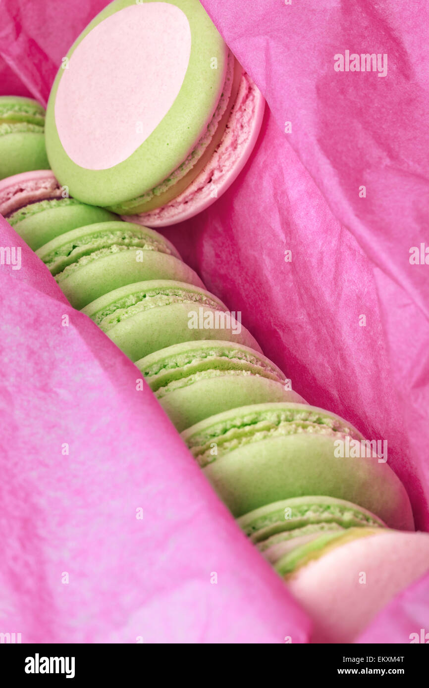 Macarons close-up in a box Stock Photo - Alamy
