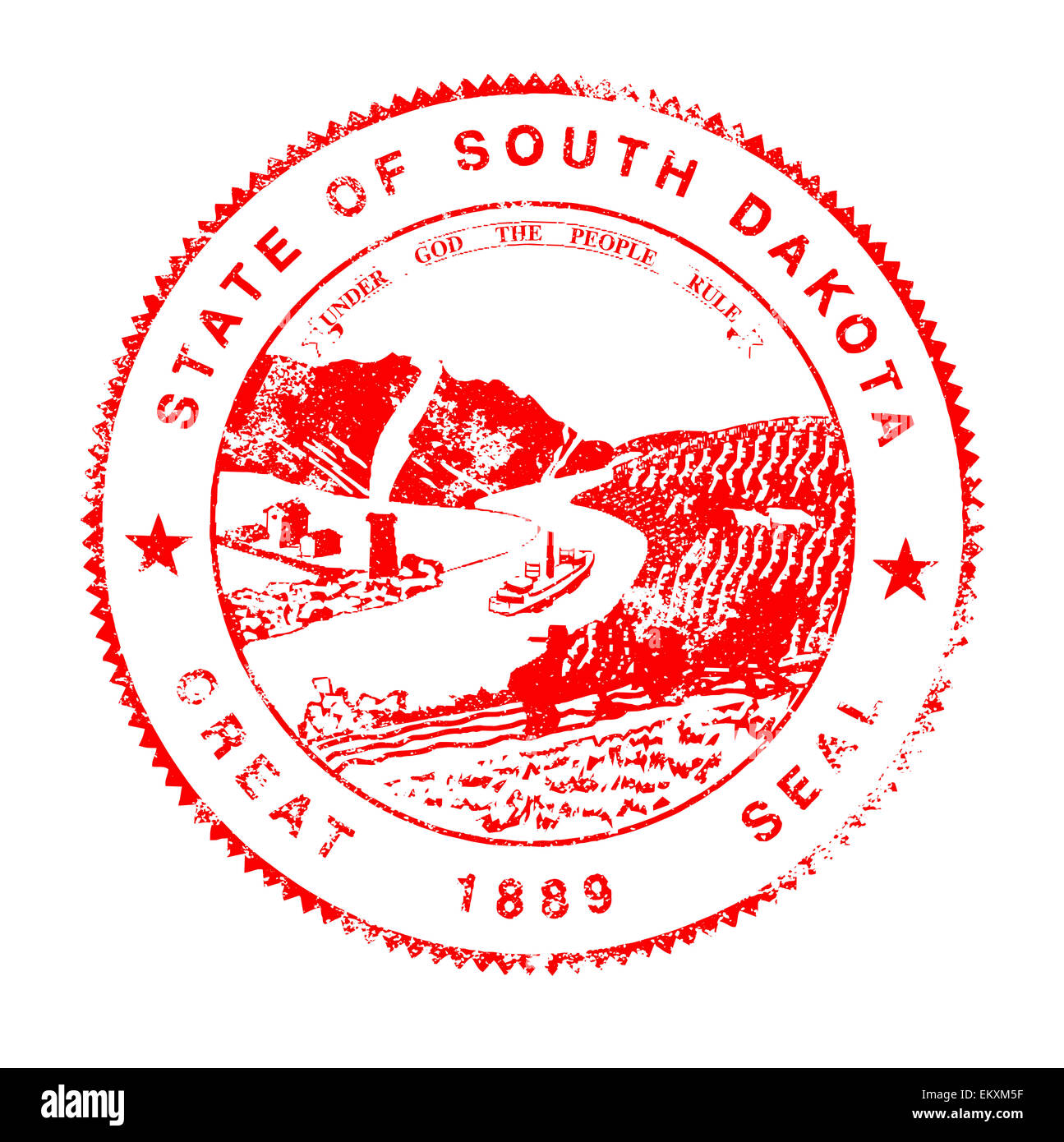 The State Seal of South Dakota rubber stamp on a white background Stock ...